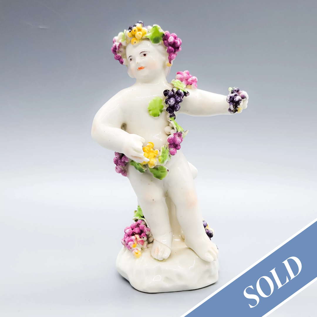 A Derby putto representing Autumn, circa 1760 - Jill Gosling Ceramics
