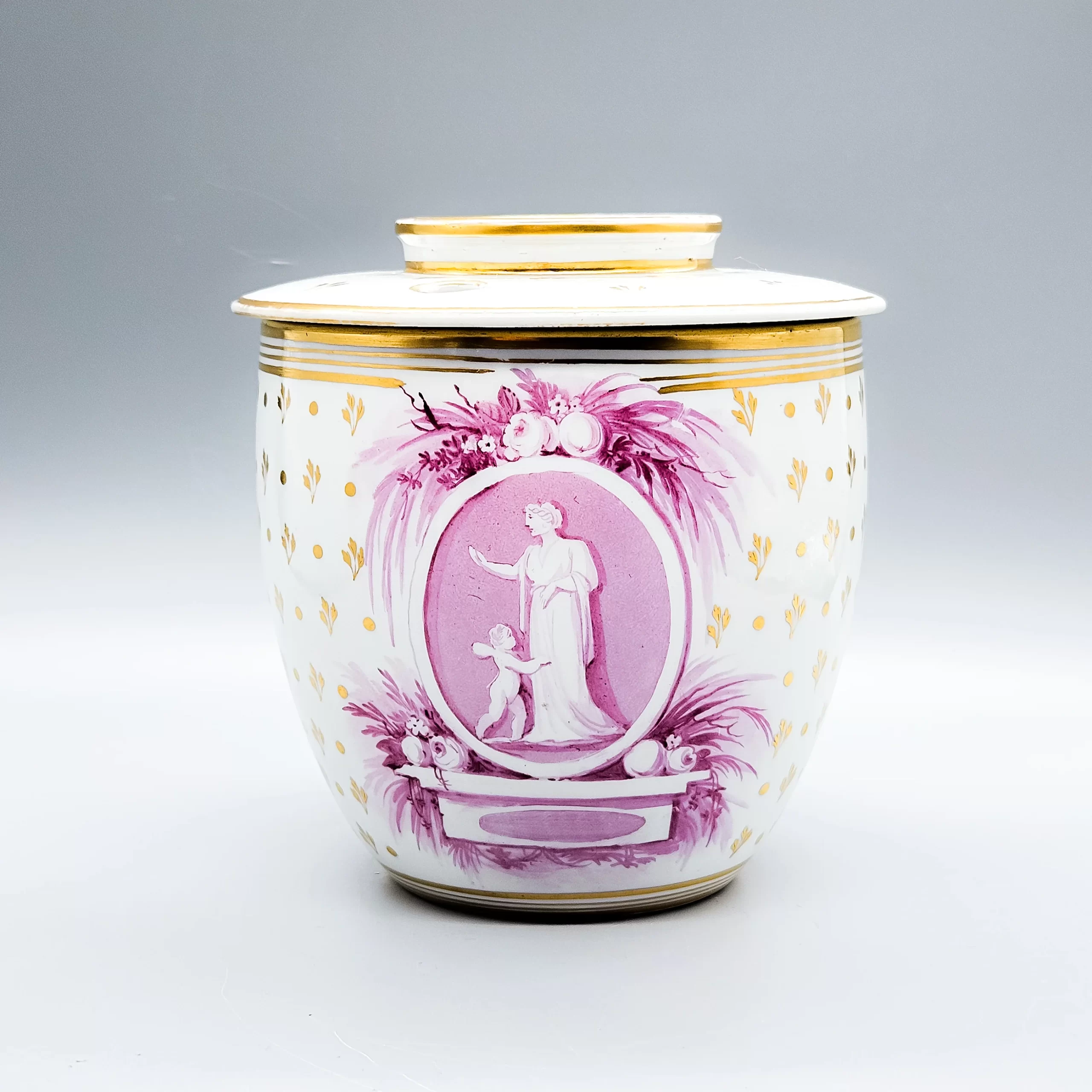 A very unusual Coalport ovoid bulb pot and pierced cover, circa 1805 ...